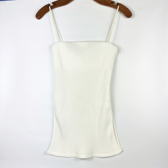 Zara | Tops | Zara Off White Knit Top With Side Slits Spaghetti Straps ...